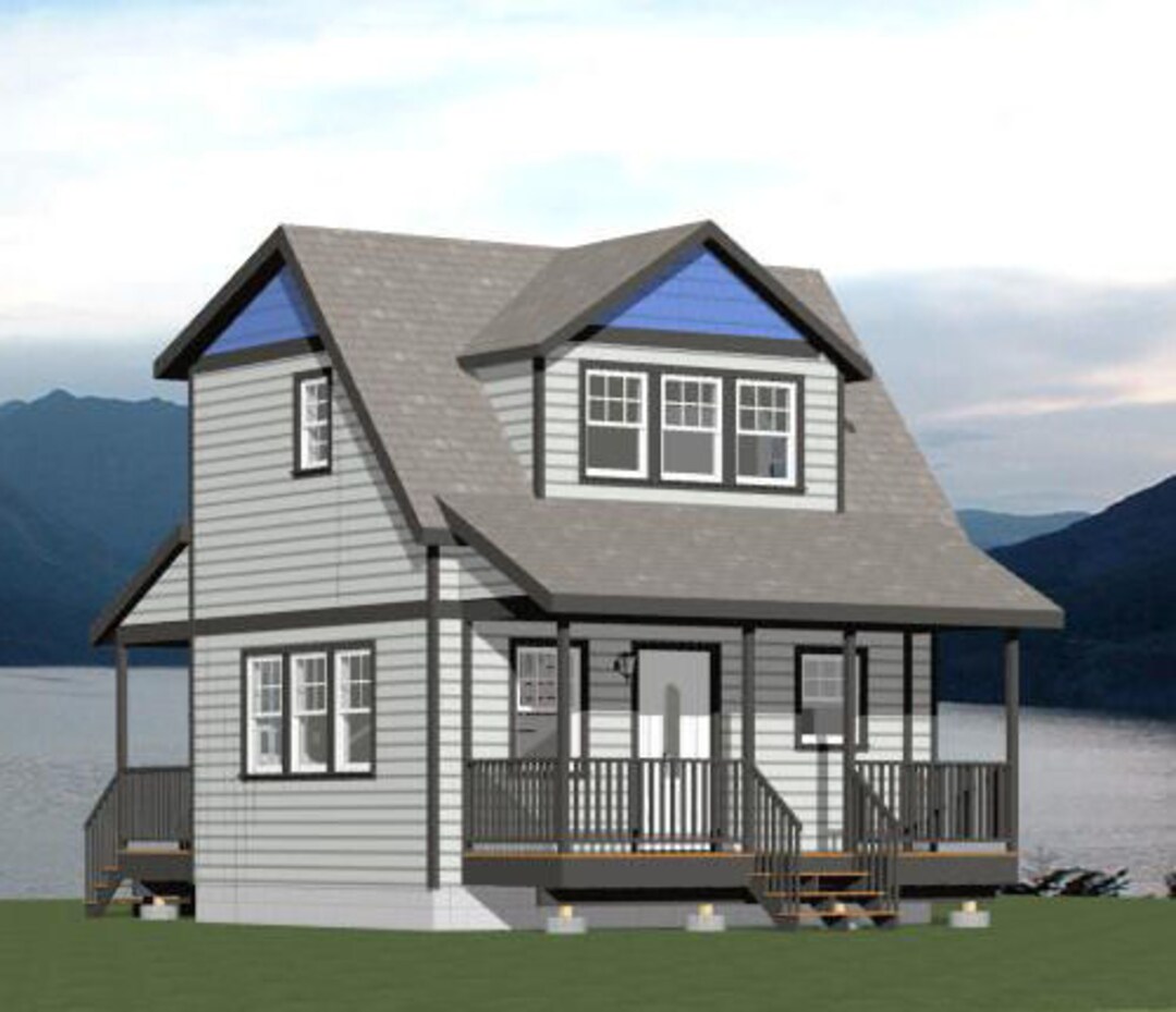 20x16 House -- 1-bedroom 1.5-bath -- 557 Sq Ft -- PDF Floor Plan ...