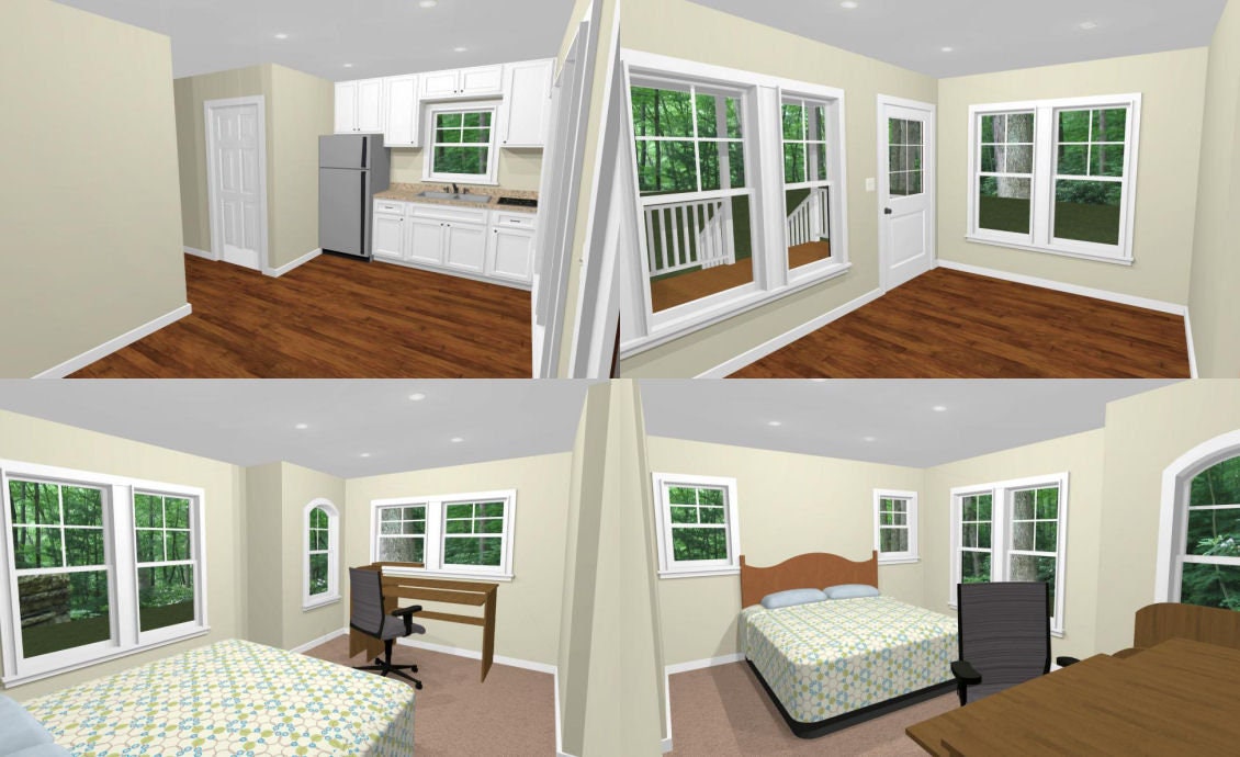 16x16 House -- 1-bedroom 1-bath -- 493 Sq Ft -- PDF Floor Plan ...