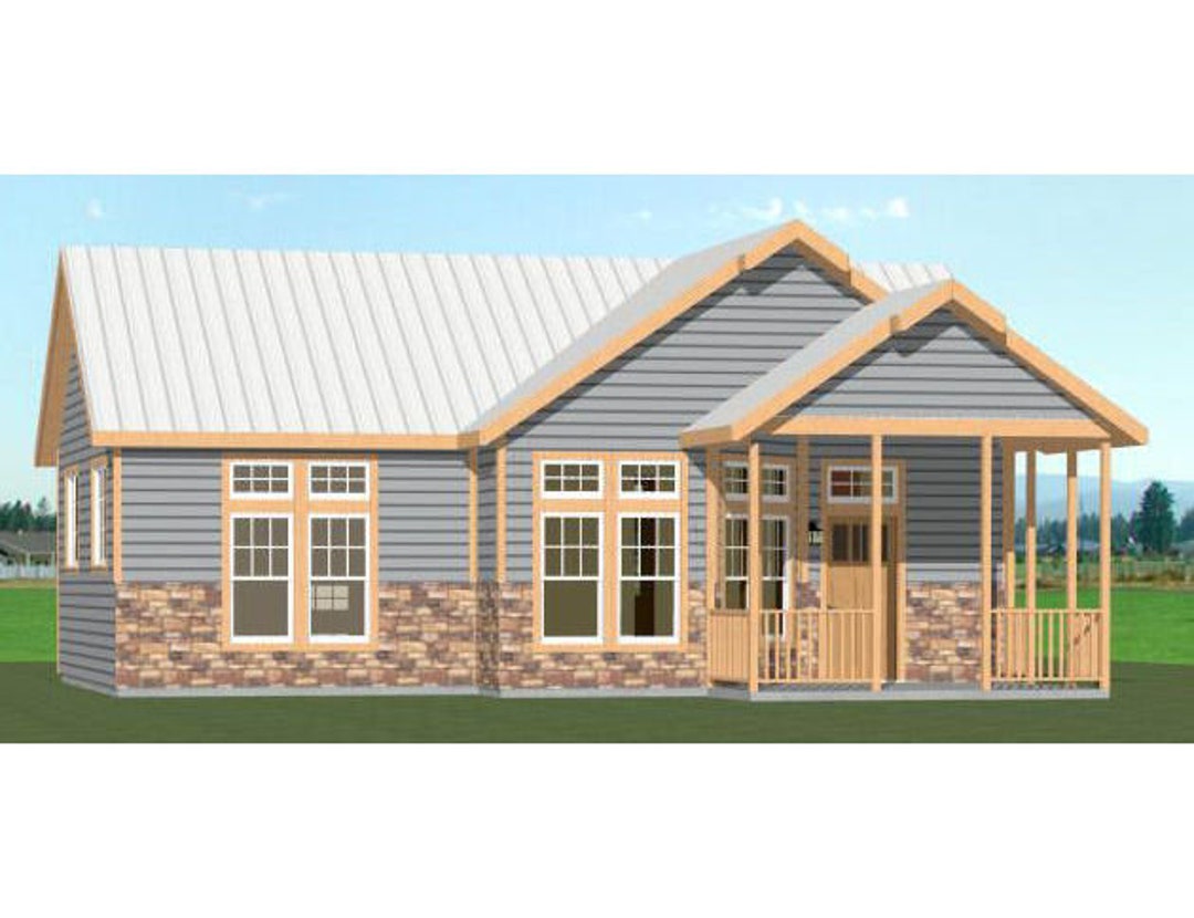 36x26 House -- 2-bedroom 1-bath -- 820 Sq Ft -- PDF Floor Plan ...