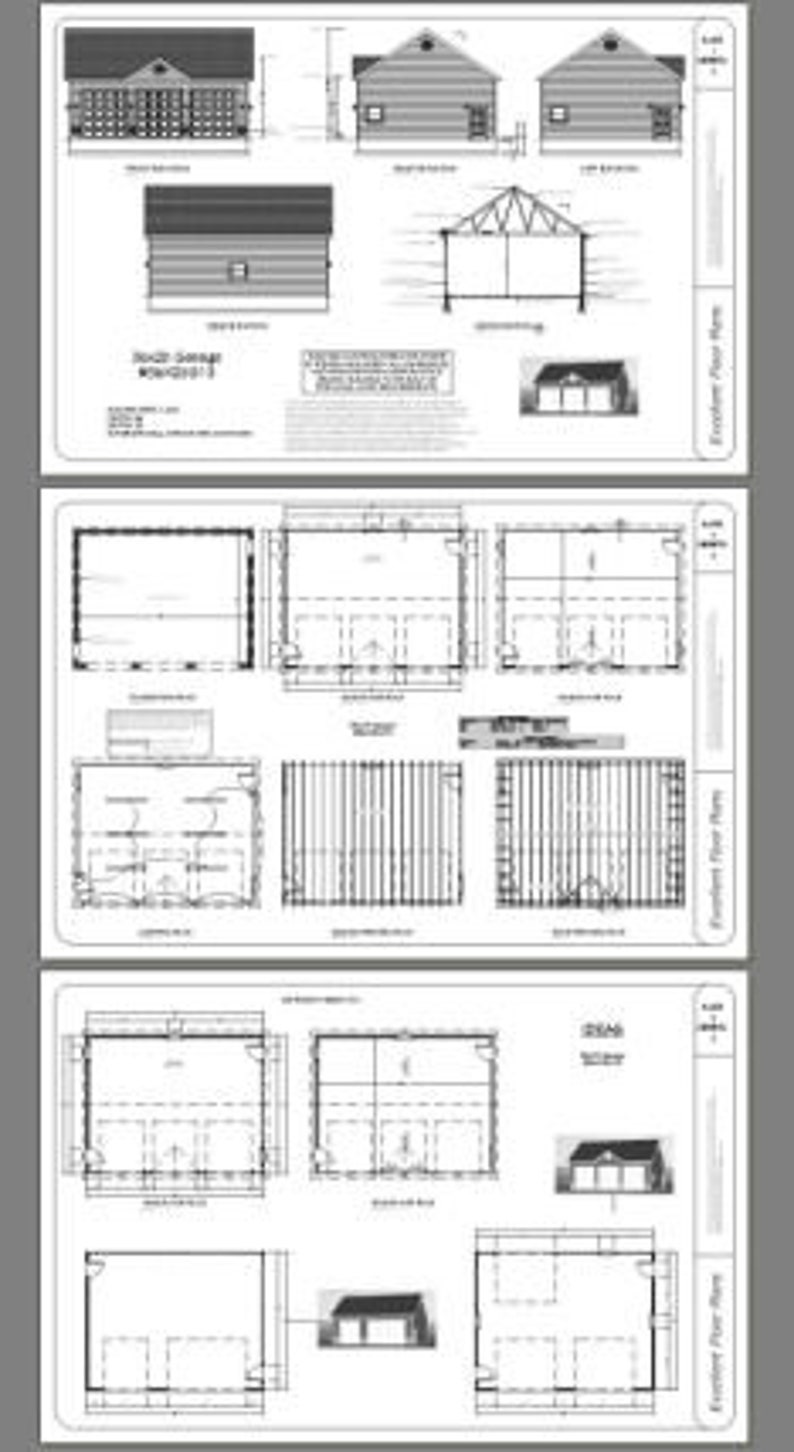 36x28 3-car Garages 1,008 Sq Ft 12ft Walls PDF Floor Plan Instant ...