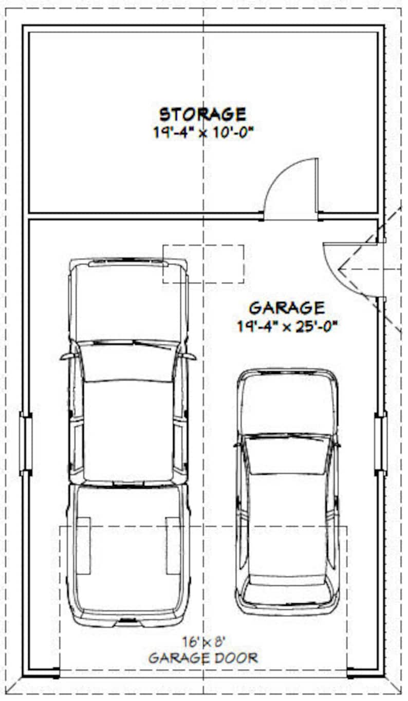 20x36 2-car Garages 1,128 Sq Ft PDF Floor Plan Instant Download Models ...