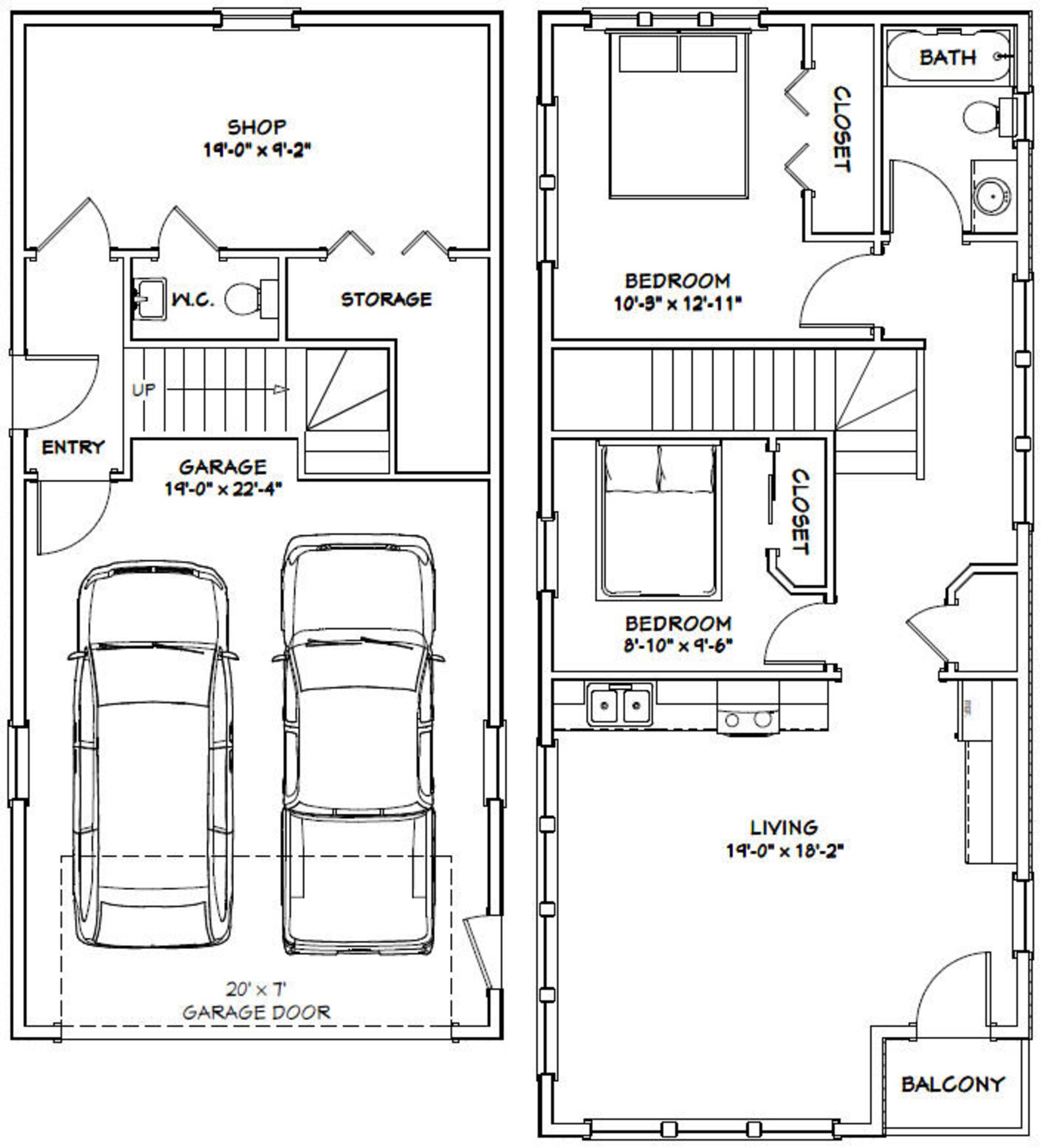20x42 House 2 Bedroom 1.5 Bath 1153 Sq Ft PDF Floor | Etsy