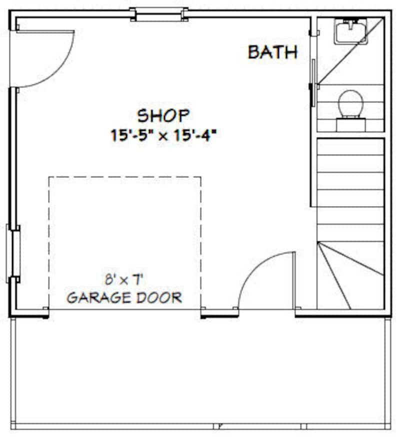 20x16 House 1-bedroom 1.5-bath 292 Sq Ft PDF Floor - Etsy