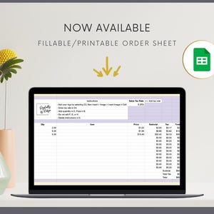 Fillable Printable Order Sheet Google Sheets Template Order Form - Etsy