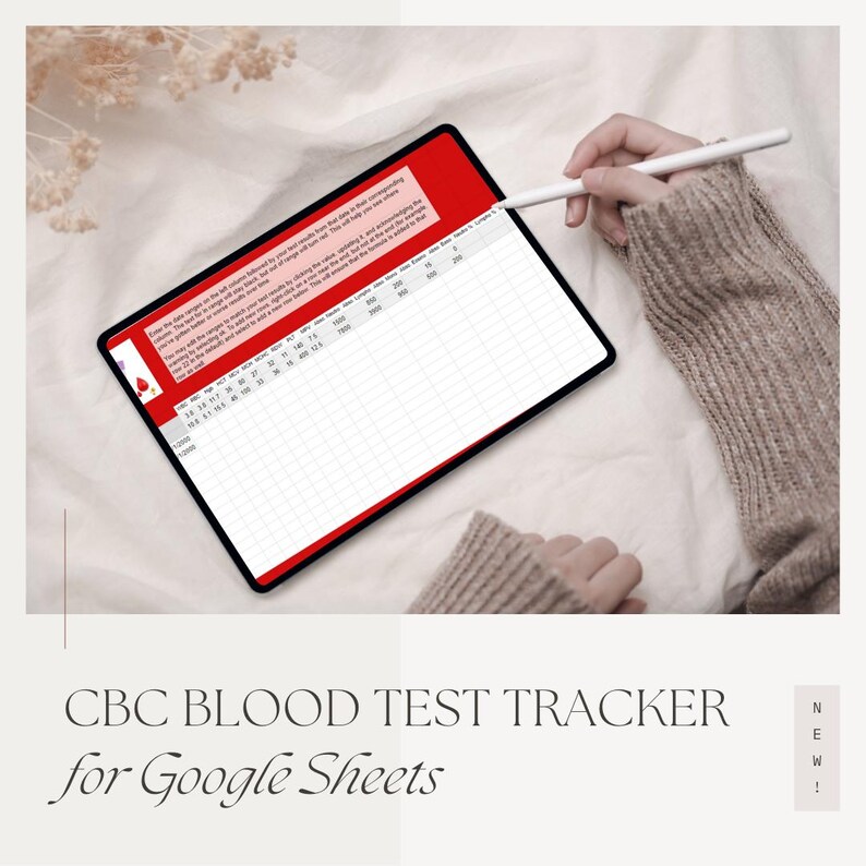 CBC Blood Test Tracker Health Lab Work Results Log Google Sheets Excel ...