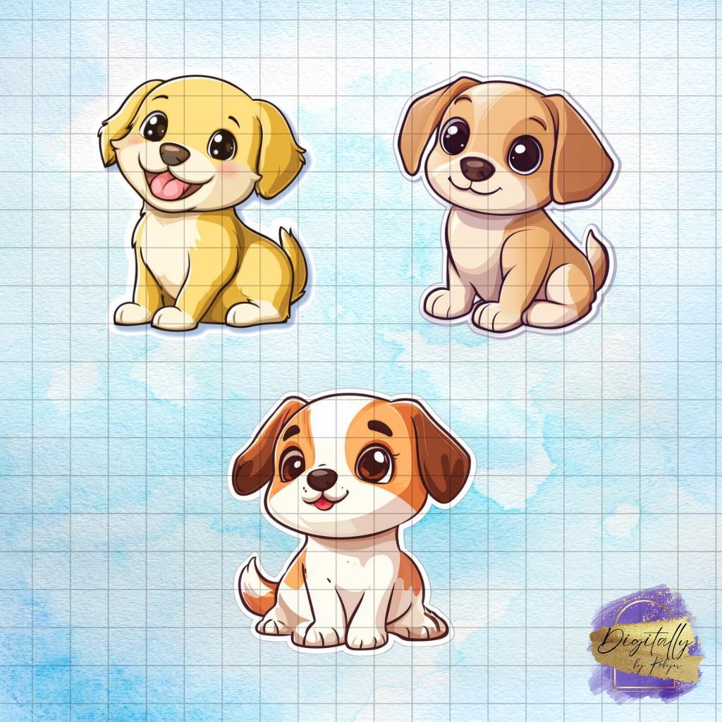 Cute Dog Sticker Clip Art Bundle - Adorable Puppy Digital Stickers for ...