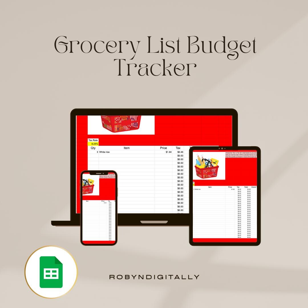 Grocery List Budget Tracker Google Sheets Excel Template - Etsy