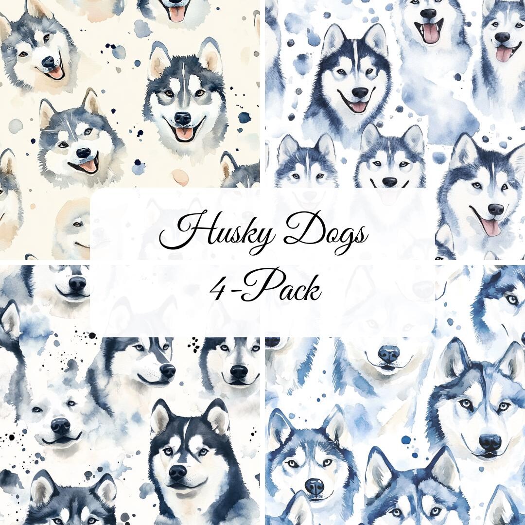 Sublimation Digital Paper Husky Dog Face Seamless Pattern 4-pack Cute ...
