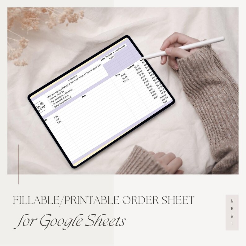 Fillable Printable Order Sheet Google Sheets Template Order Form - Etsy