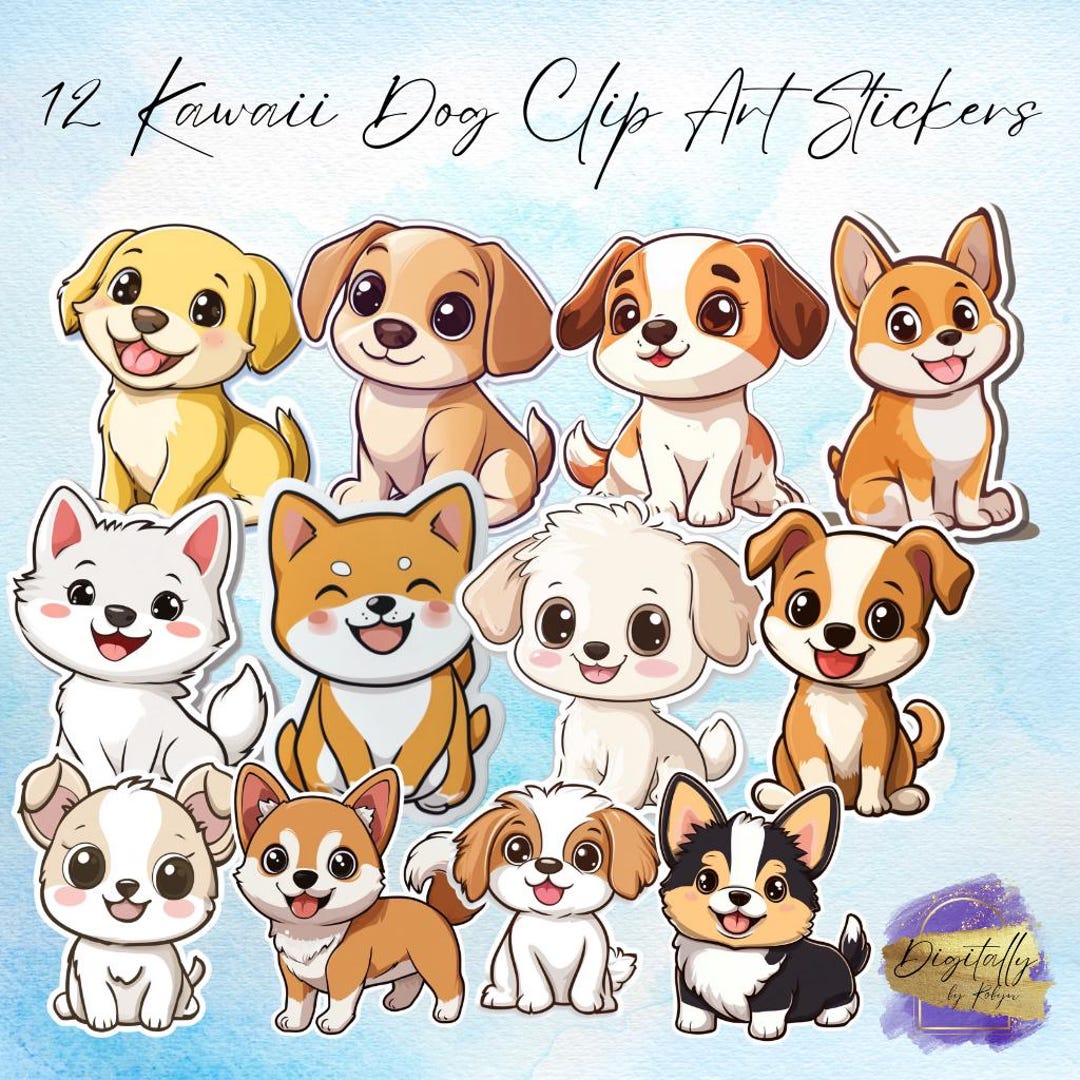Cute Dog Sticker Clip Art Bundle - Adorable Puppy Digital Stickers for ...