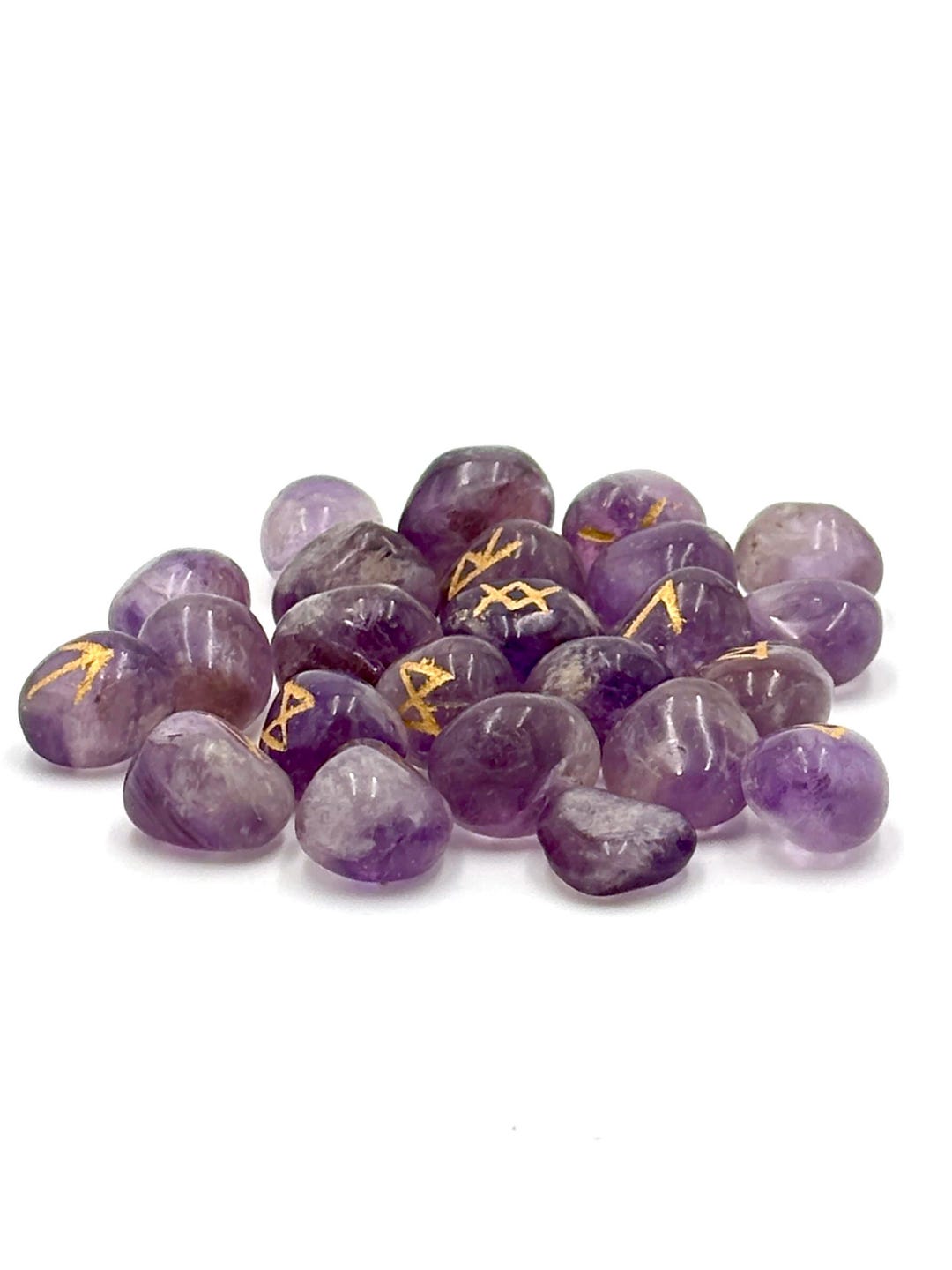 Enchanting Natural Amethyst Rune Stones Set 25-piece Norse Divination ...