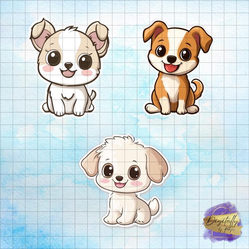 Cute Dog Sticker Clip Art Bundle - Adorable Puppy Digital Stickers for ...