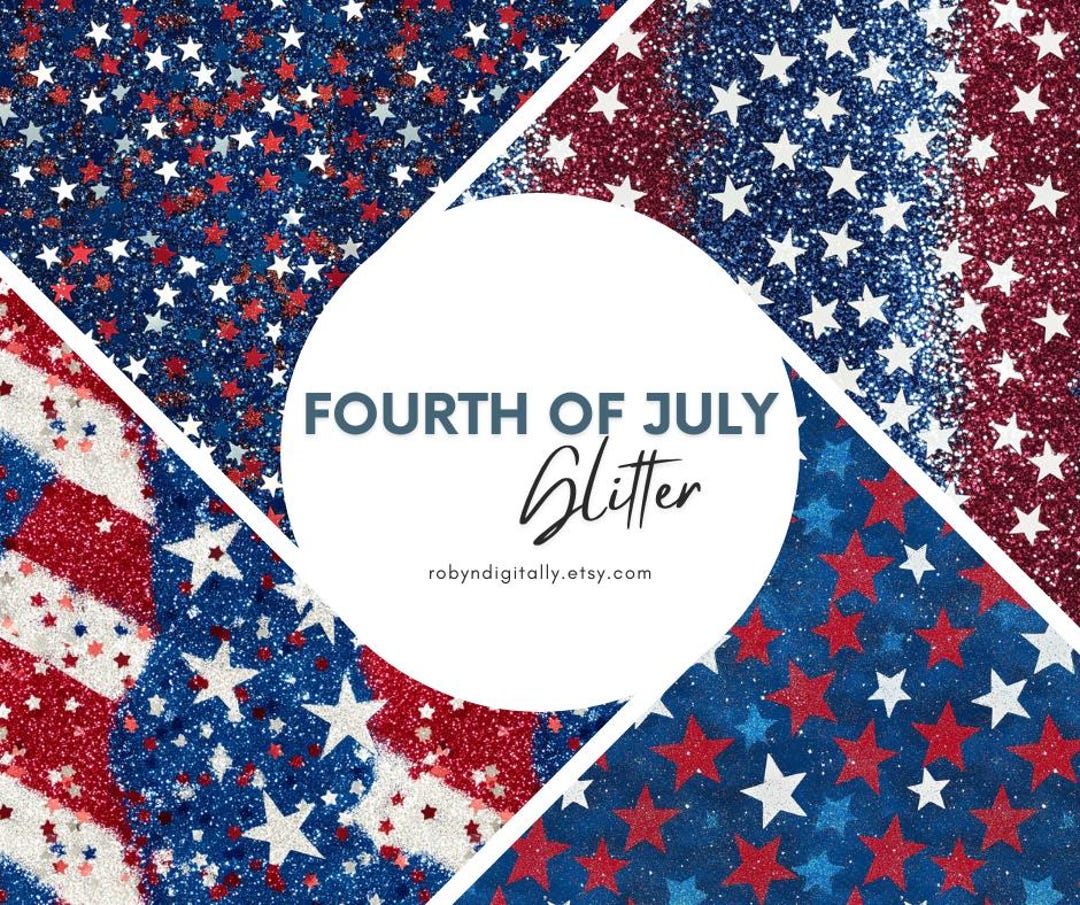 Fourth of July Glitter Seamless Patterns: Patriotic Digital Paper (4 ...