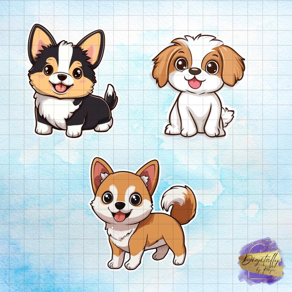 Cute Dog Sticker Clip Art Bundle - Adorable Puppy Digital Stickers for ...