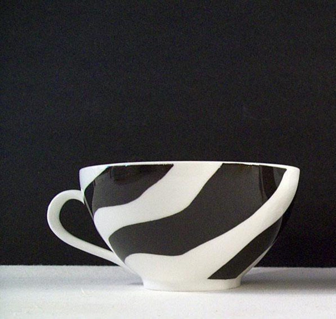 PRINCESS ZEBRA STRIPE Tea Cups A Pair Fine Bone China Made in England ...
