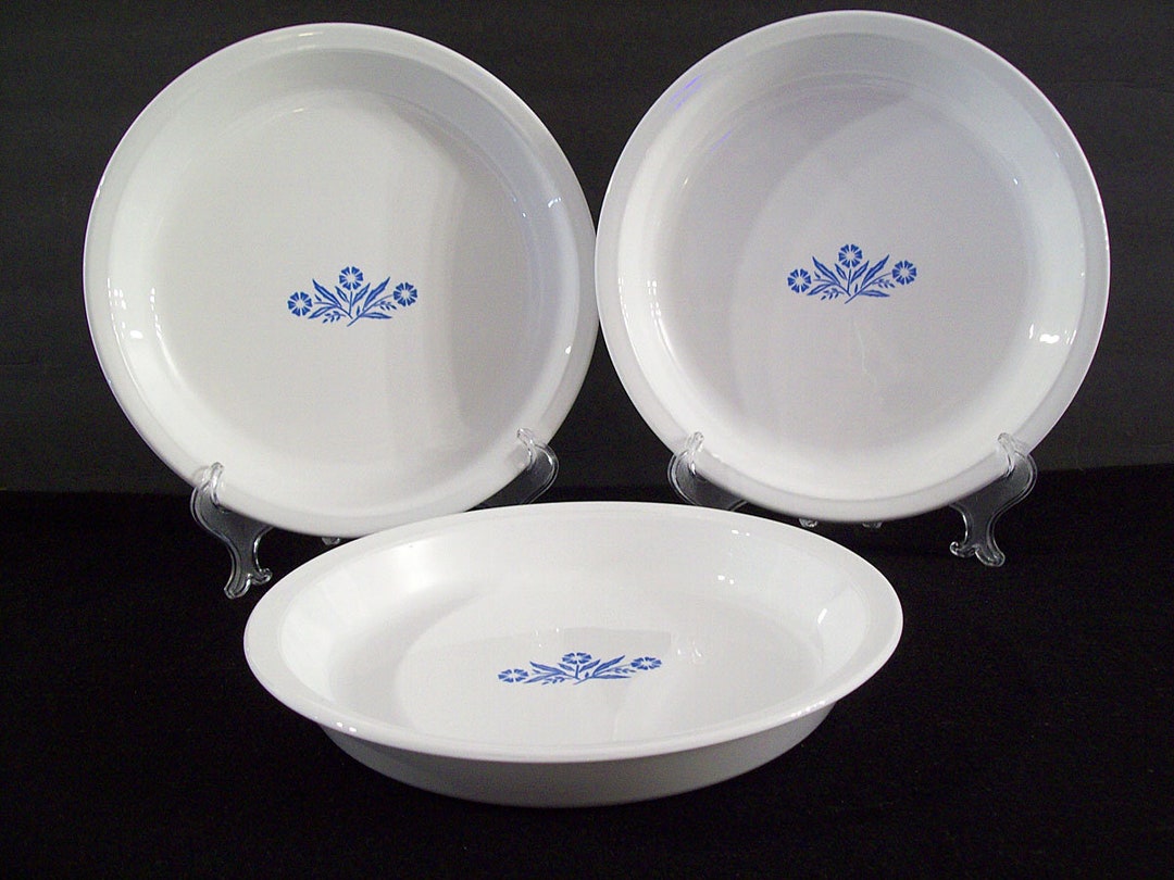 CORNING WARE Pie Plate 9 P-309 Two Available Blue Cornflower Vintage ...