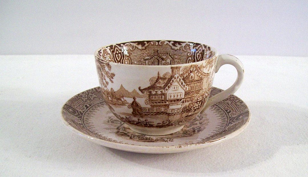 Antique Staffordshire CLEMENTSON BROS. Tillenberg Chocolate Cup and ...