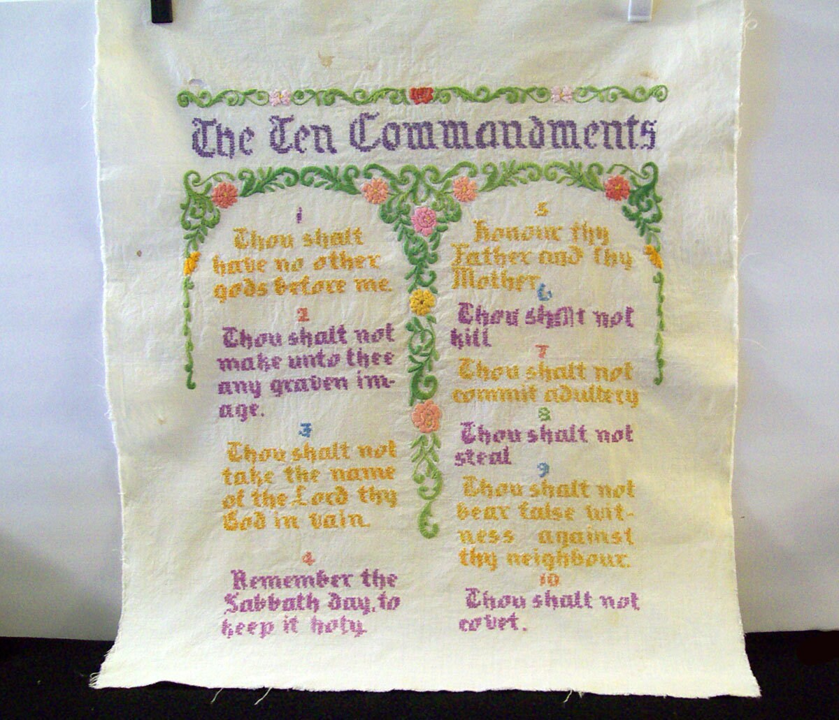 THE TEN COMMANDMENTS Completed Cross Stitch Vintage 1970s | Etsy