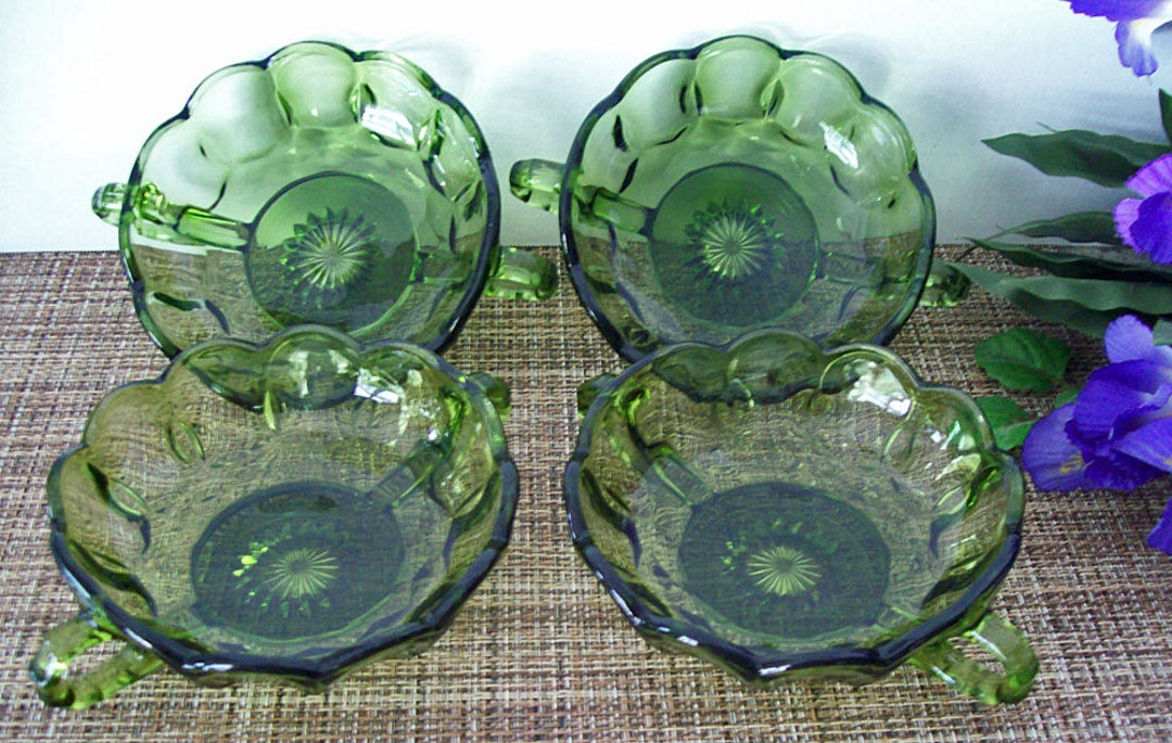 ANCHOR HOCKING Glass – FAIRFIELD Pattern – Set of Two Handled Fruit or ...