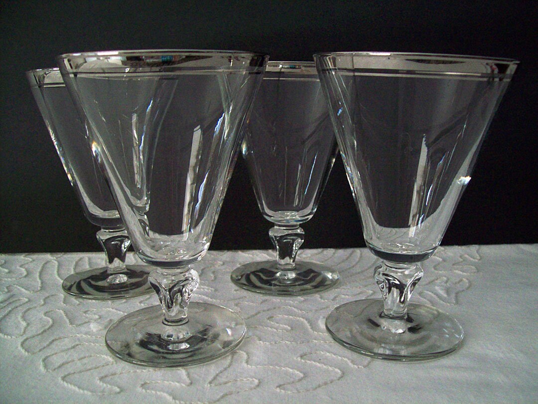 1950’s LIBBEY SATURN Wine Glasses – Set of Four – Platinum Rings ...