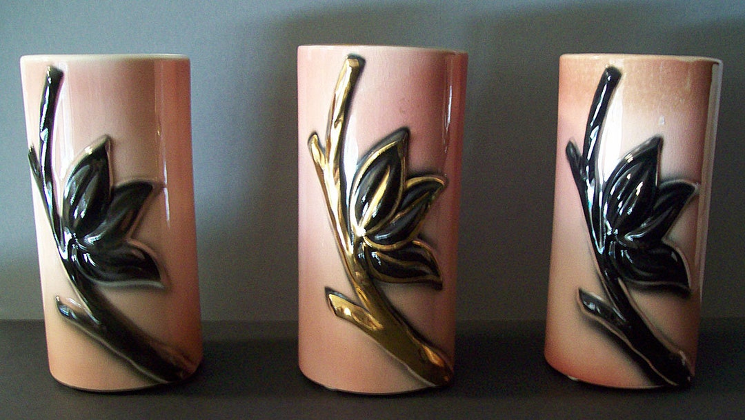 ROYAL COPLEY Shafer Ceramic Vases Three Retro Design - Etsy