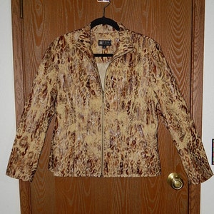 Toni Morgan Womens M 40 Bust Brown Beige Leopard Micro Suede Jacket ...