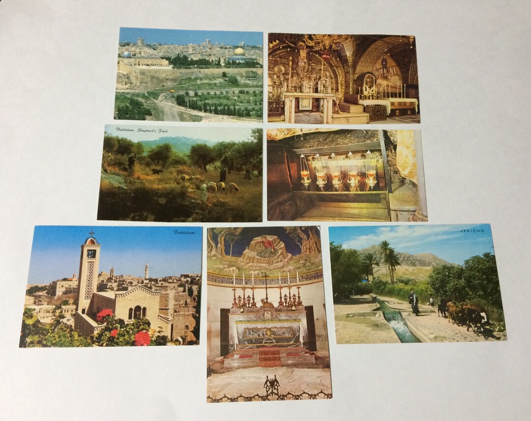 7 Israel Vintage Postcards Holy Views Star Cards Jerusalem Bethlehem ...