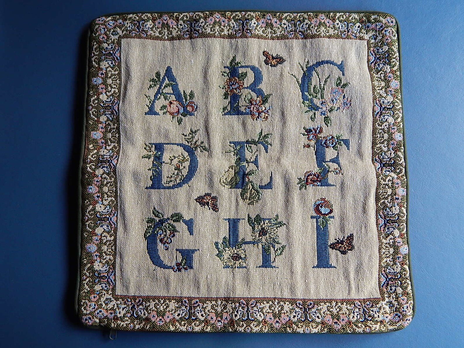 15 X 15 Woven Tapestry Alphabet Floral Butterfly - Etsy