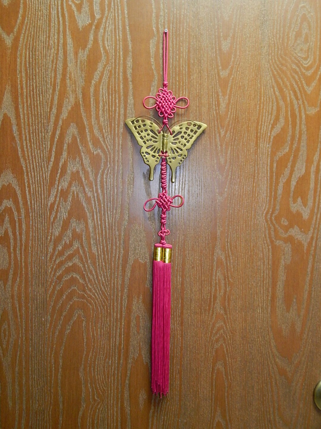 24 Brass Butterfly Fuschia Macrame Asian Wall Decoration - Etsy