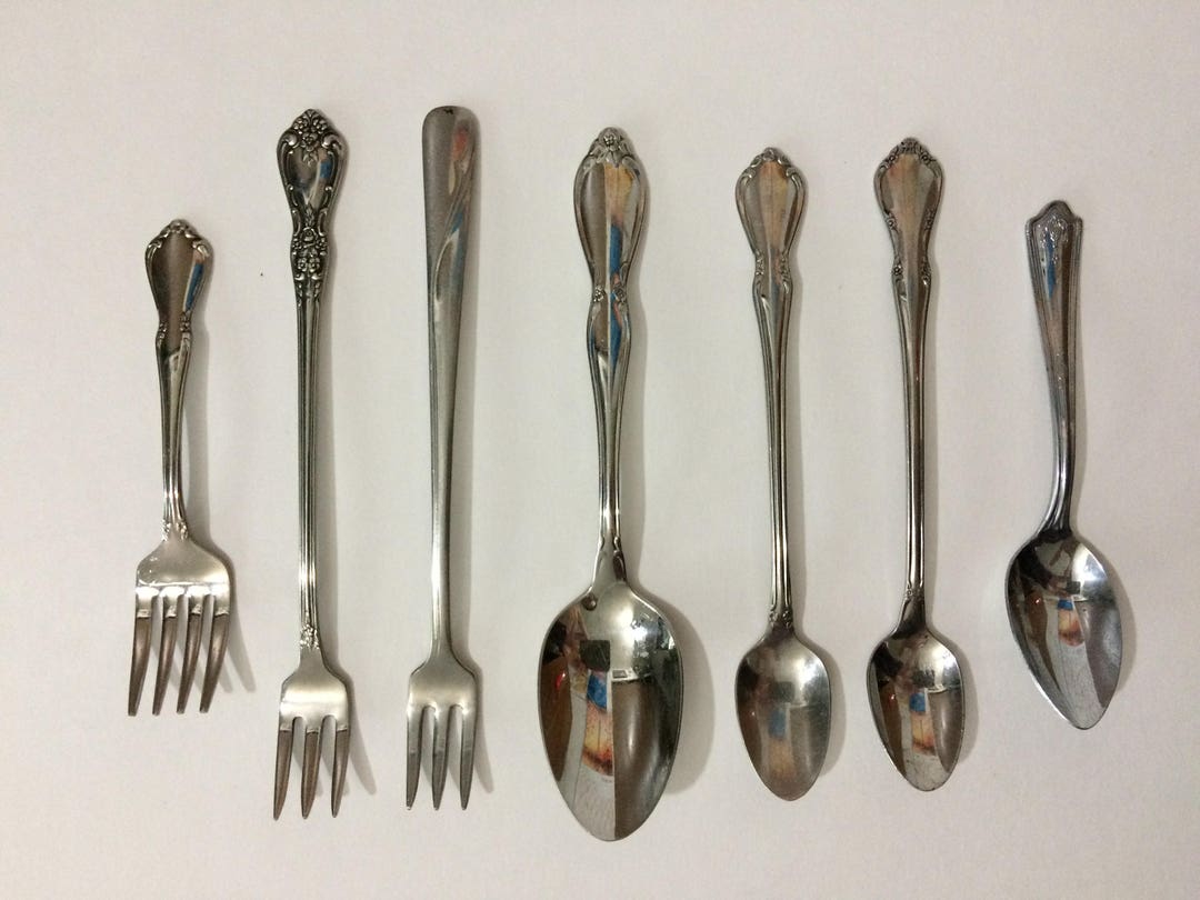 7 Oneida Stainless Spoons Forks Teaspoons Sugar Baby Seafood - Etsy