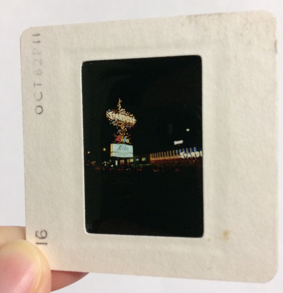 1982 Stardust Casino Sign at Night Vintage Kodak Ektachrome Color Photo ...