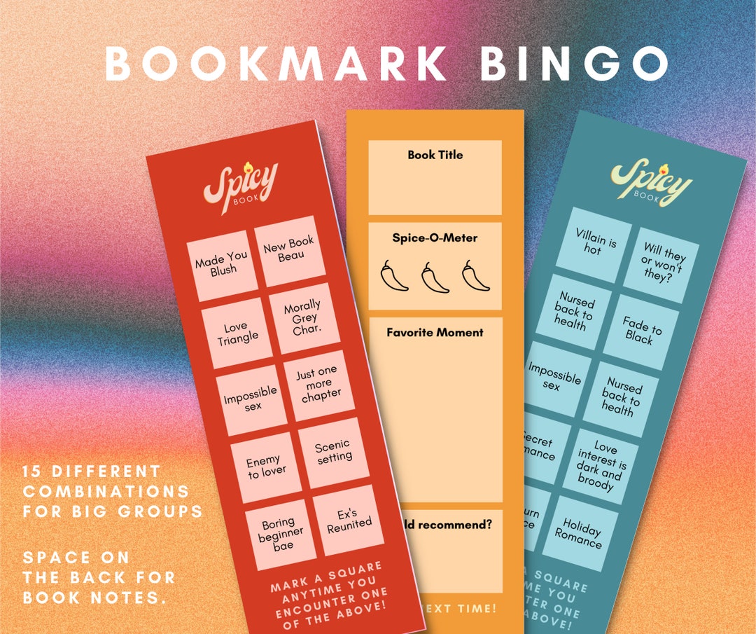 Spicy/romance Bookmark Bingo for Adults 15 Different Bingo - Etsy