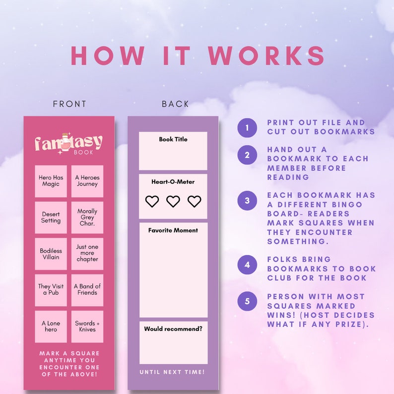 Fantasy Bookmark Bingo for Adults (15 Different Bingo Boards) [DIGITAL ...