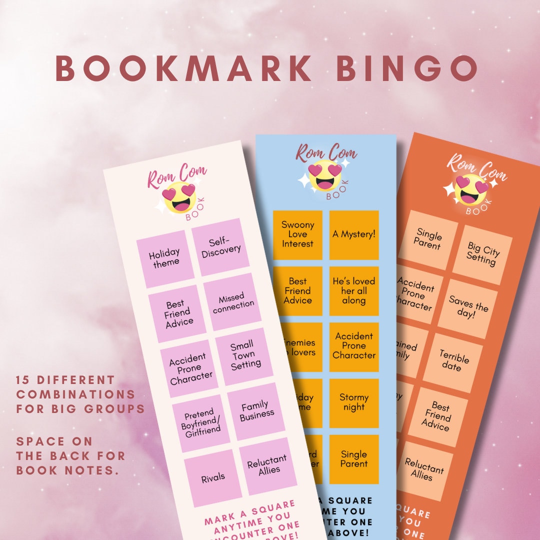 Rom Com/chick Lit Bookmark Bingo for Adults 15 Different Bingo Boards ...