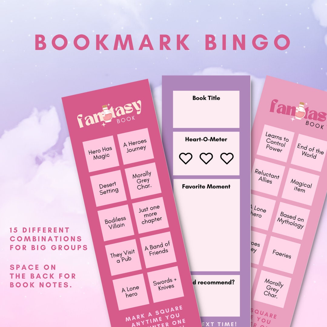 Fantasy Bookmark Bingo for Adults (15 Different Bingo Boards) [DIGITAL ...