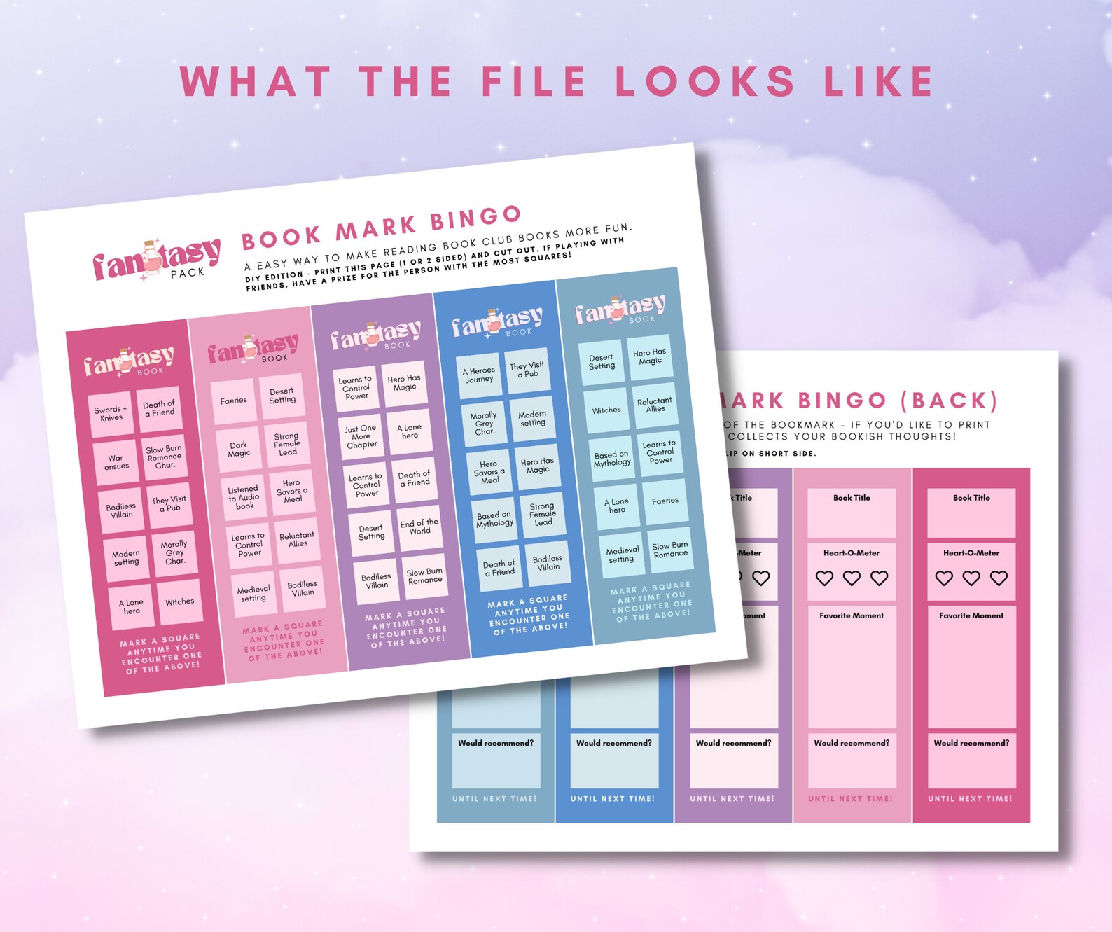 Fantasy Bookmark Bingo for Adults 15 Different Bingo Boards - Etsy