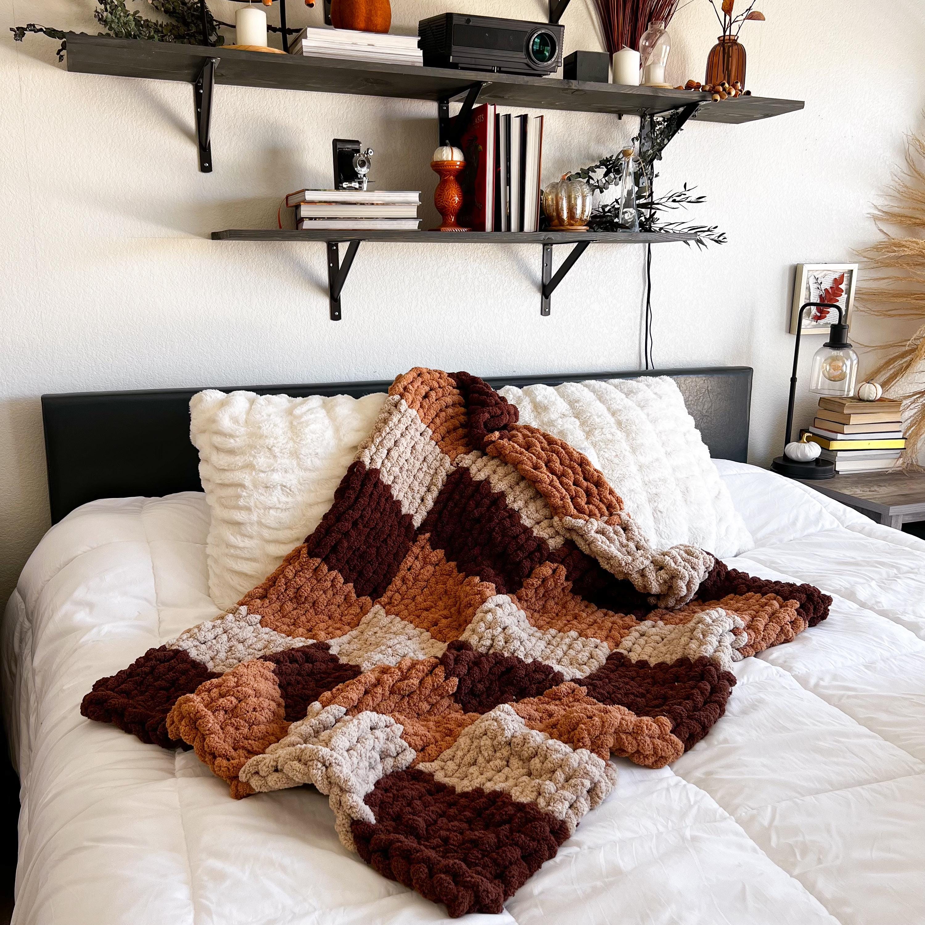 Autumn Chunky Knit Blanket, Chenille Chunky Knit Blanket, Soft Fall ...