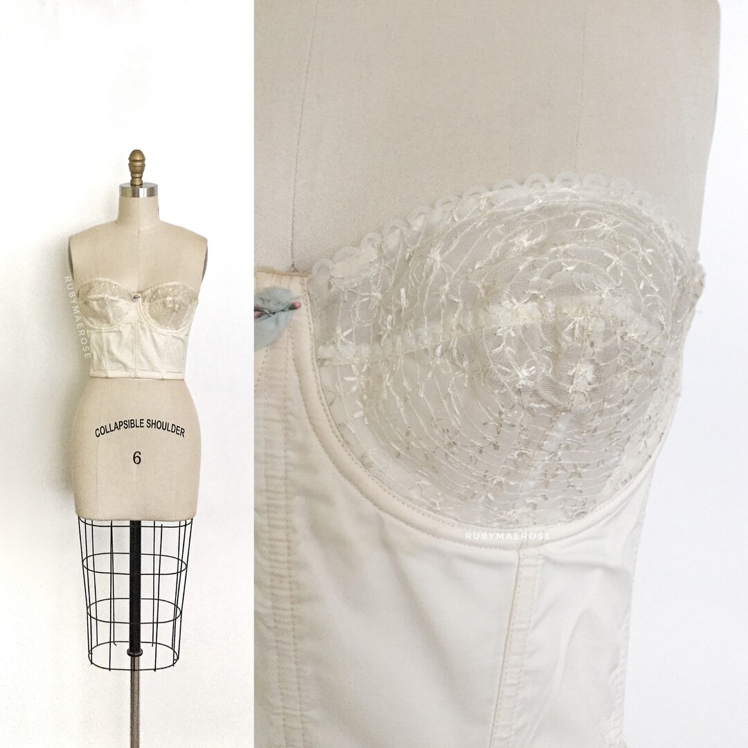 Vintage 1950s Bra Strapless Sheer Lace Longline Bullet Bra - Etsy
