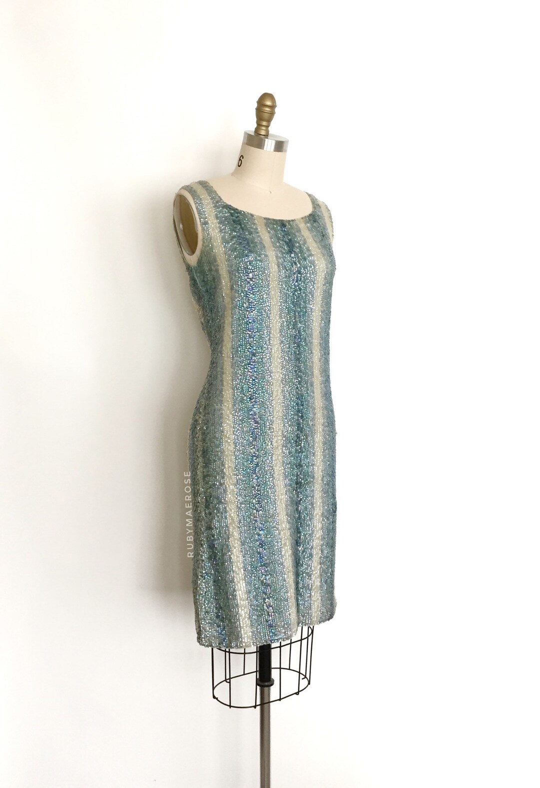 Vintage 1960s Dress Fully Heavily Sequinned Iridescent Sequin Cocktail ...