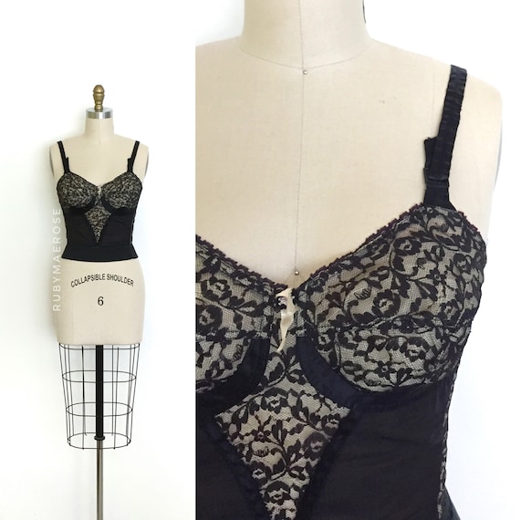 50s Lace Longline Bullet Bra • 1950s Vintage Bra • 36c Gem
