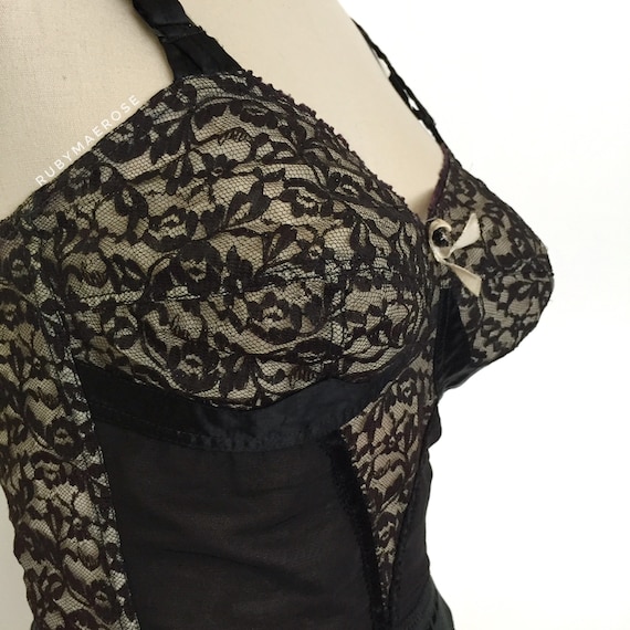 50s Lace Longline Bullet Bra • 1950s Vintage Bra • 36c Gem