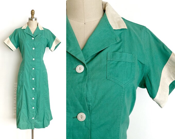 Vintage 1940s 1950s Uniform 40s 50s Two Tone Hospital Nurse Medical ...