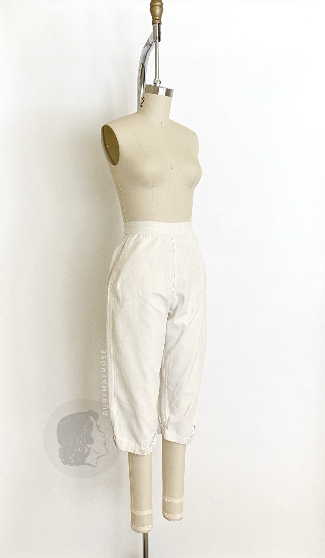 Vintage 1950s Capris Cotton Denim Clam Diggers Peddle Pushers Pants 50s ...
