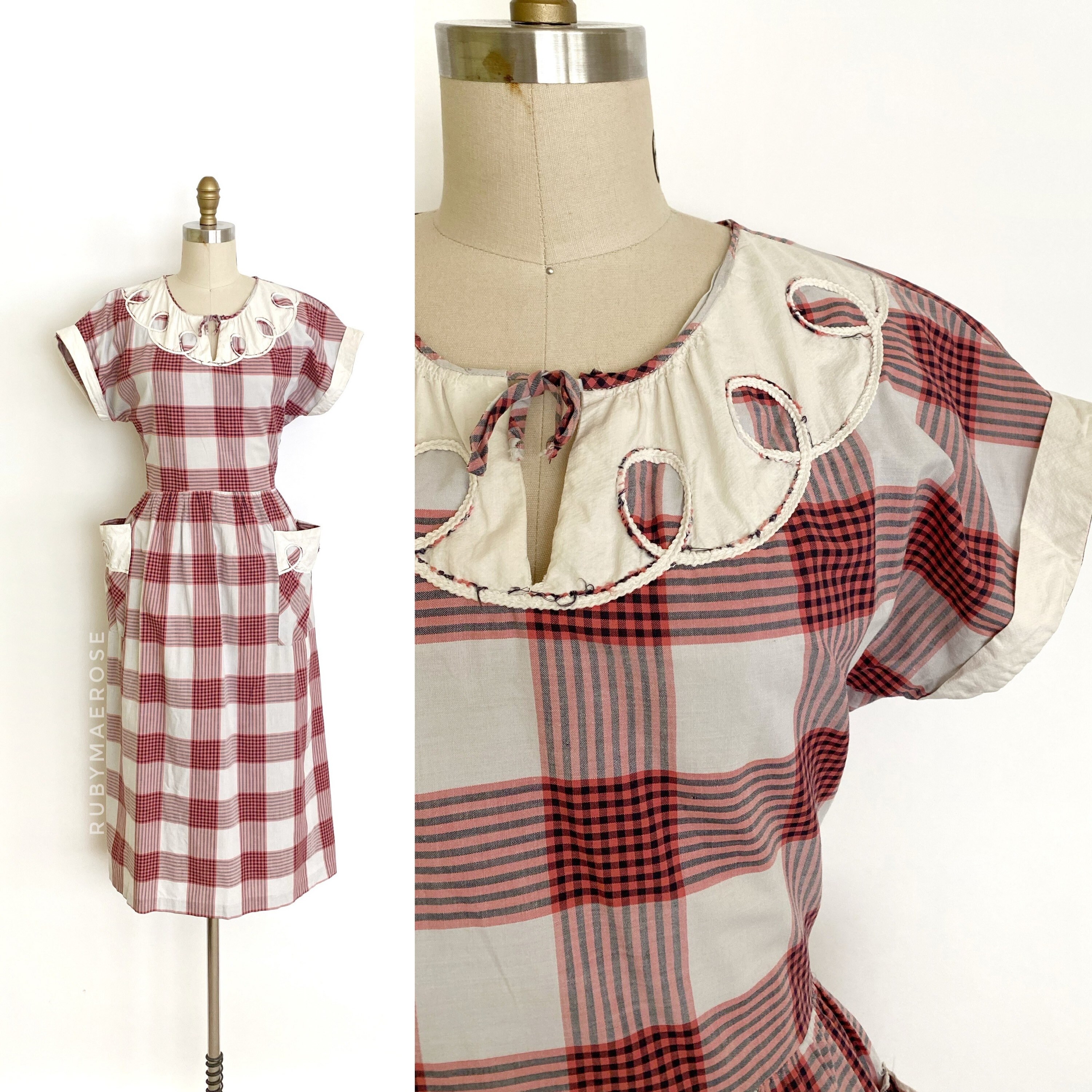 Vintage 40er 50er Jahre Kleid 40er 50er kariertes Midi | Etsy