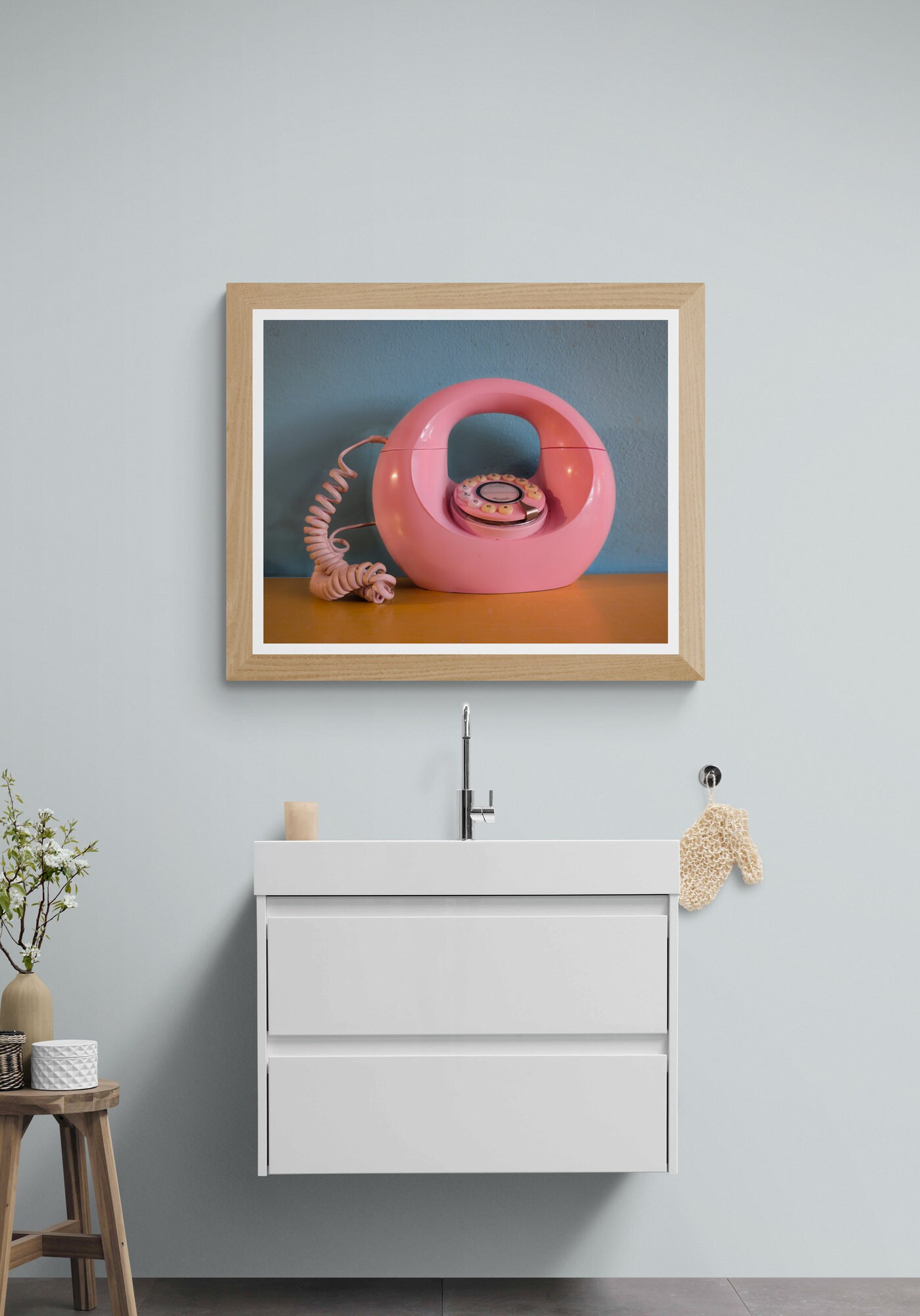 Pink Telephone Photograph, Retro Rotary Phone Art, Mid-century Modern ...
