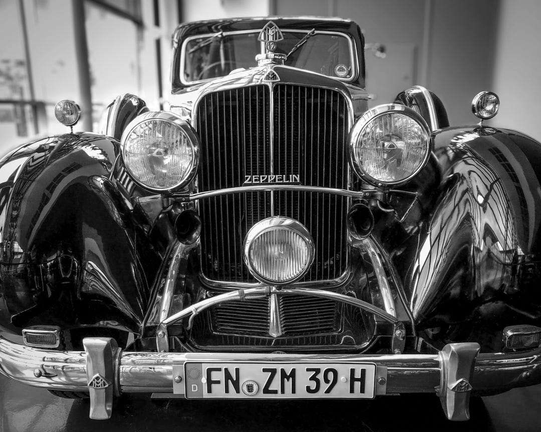 Zeppelin Maybach 12 Vintage Automobile Photo, Black White Classic Car ...