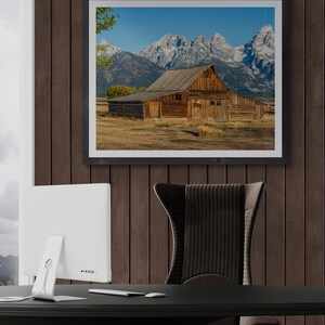 Moulton Barn Print: Wyoming Mountain Landscape, Rustic Farmhouse Decor ...