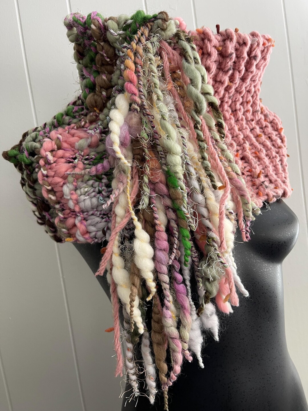 Cascade Fringed Cowl Handspun Art Yarn Neck Warmer Awesome Texture - Etsy