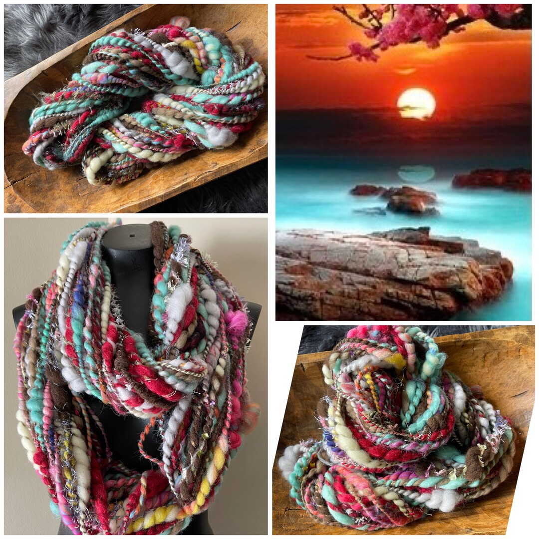 Art Yarn Cherry Blossom Sunset 7.5oz Art Yarn Handspun TNT Bulky Hand ...