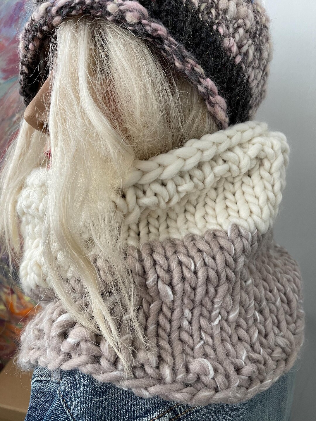 Cozy Winter White Taupe Collar Neck-warmer Squishy Soft Simplicity ...